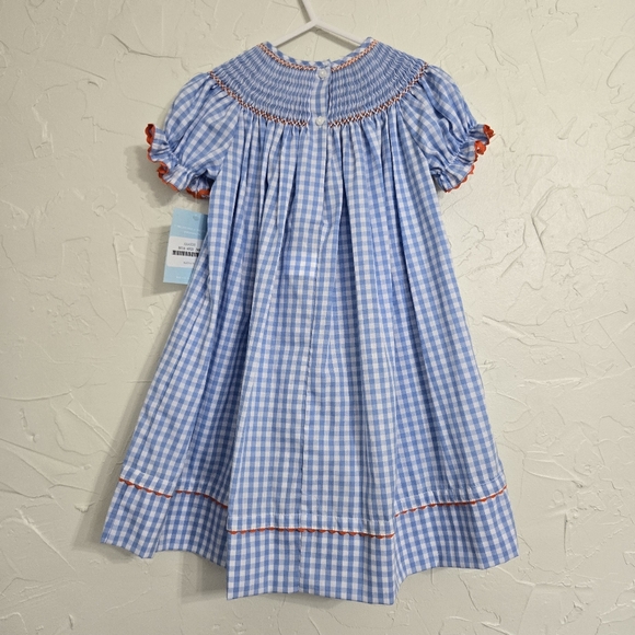 ANAVINI | Dresses | Nwt Anavini Hand Smocked Gingham Pumpkin Blue White ...